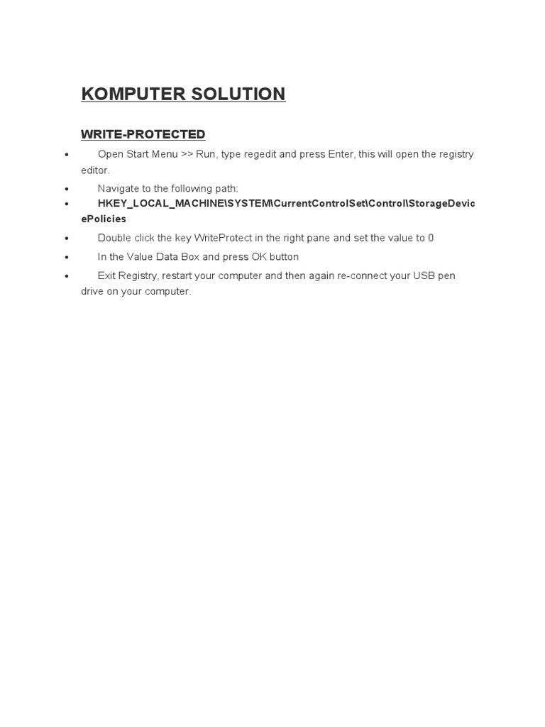 Komputer Solution: Write-Protected | PDF