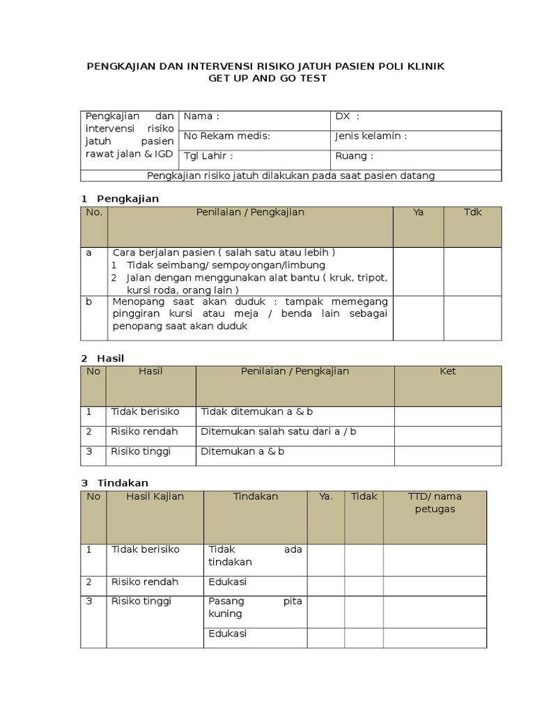 Get Up and Go Test Risiko Jatuh | PDF