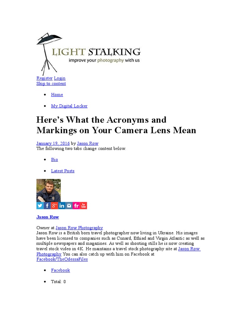 Camera Lens Acronyms Explained | PDF | Camera Lens | Image Stabilization
