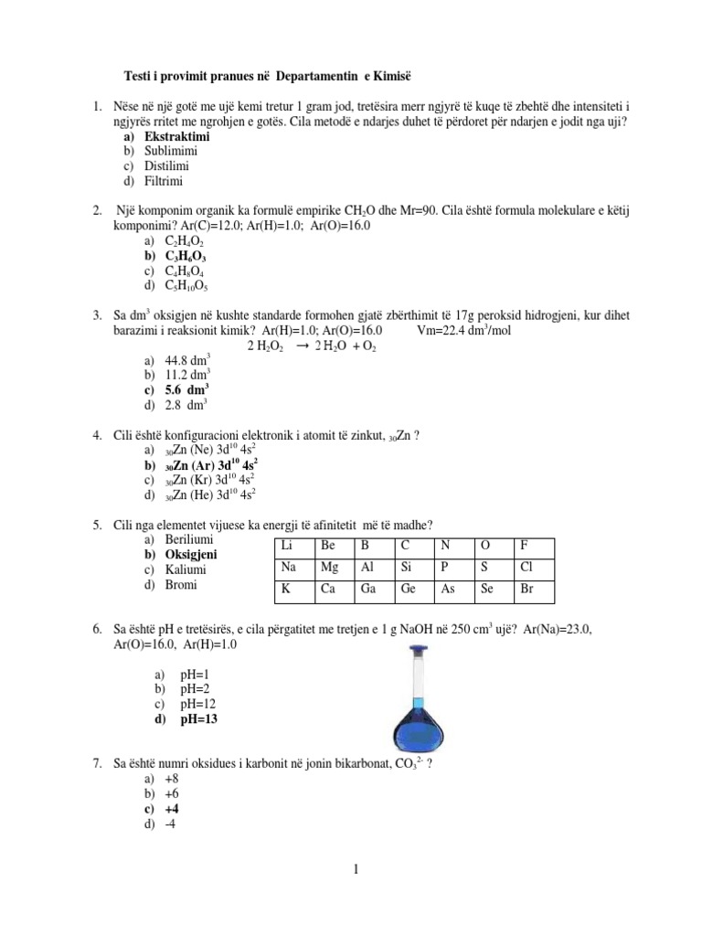 Provimi Pranues Kimi 2016 | PDF