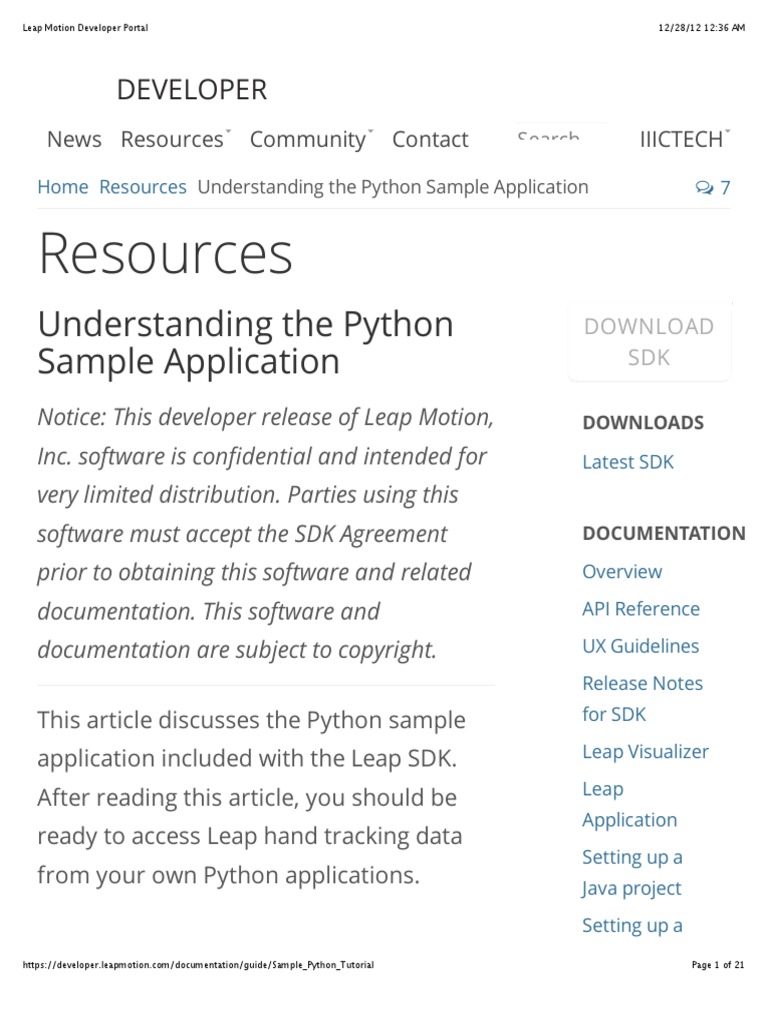 Leap Motion Developer Portal Pdf Application Programming Interface Callback Computer 9981