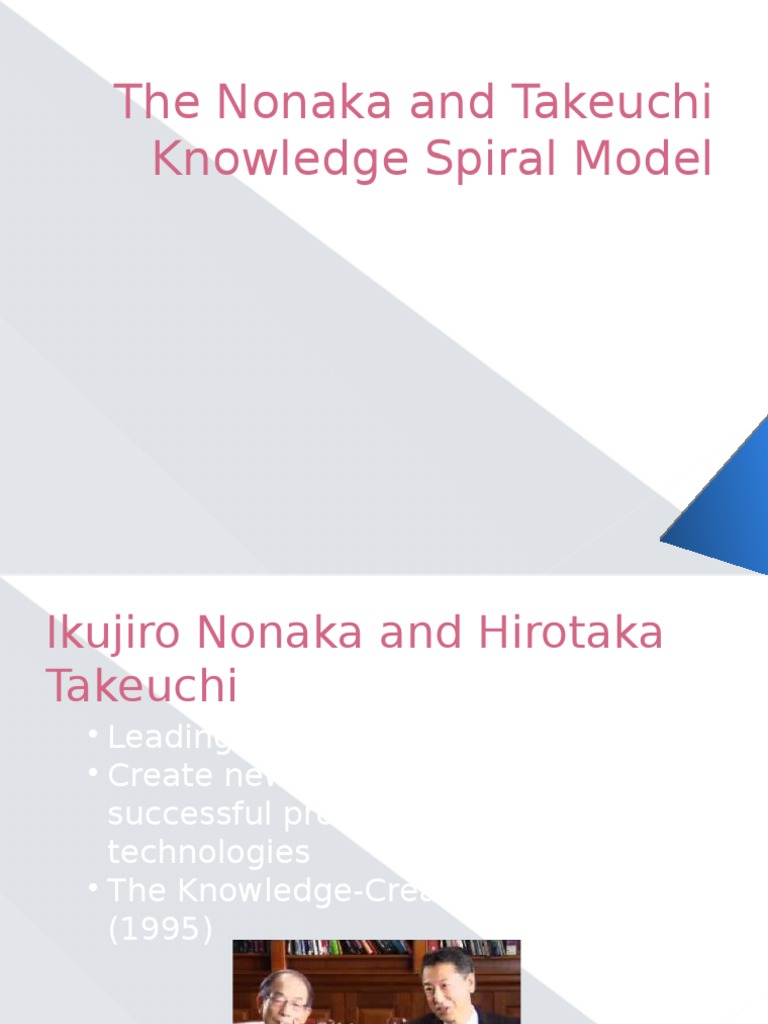 The Nonaka and Takeuchi Knowledge Spiral | PDF | Tacit Knowledge | Knowledge