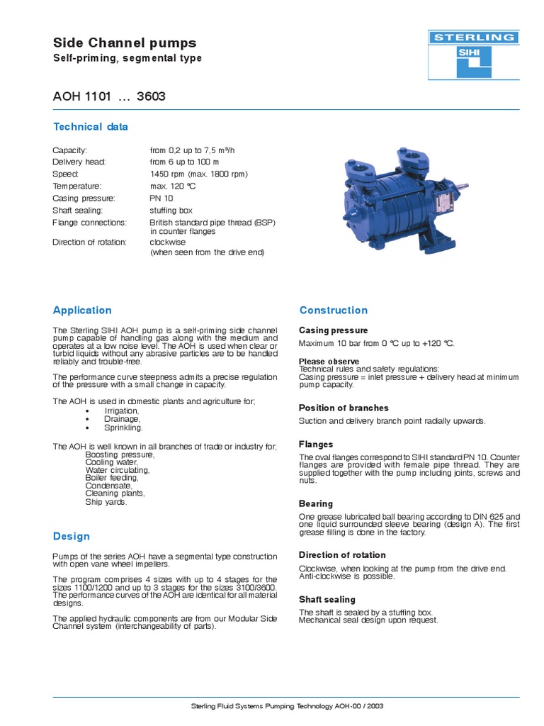 SIHI AOH Side Channel Pump Overview | PDF