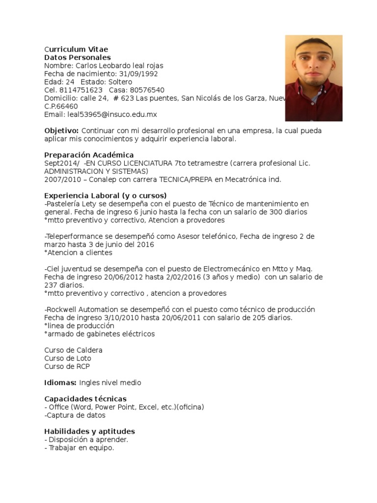 Curriculum Vitae Carlos Leal | PDF