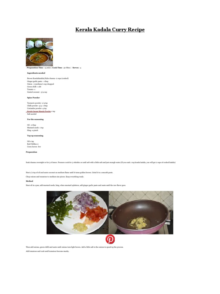 Kerala Kadala Curry For Puttu | PDF