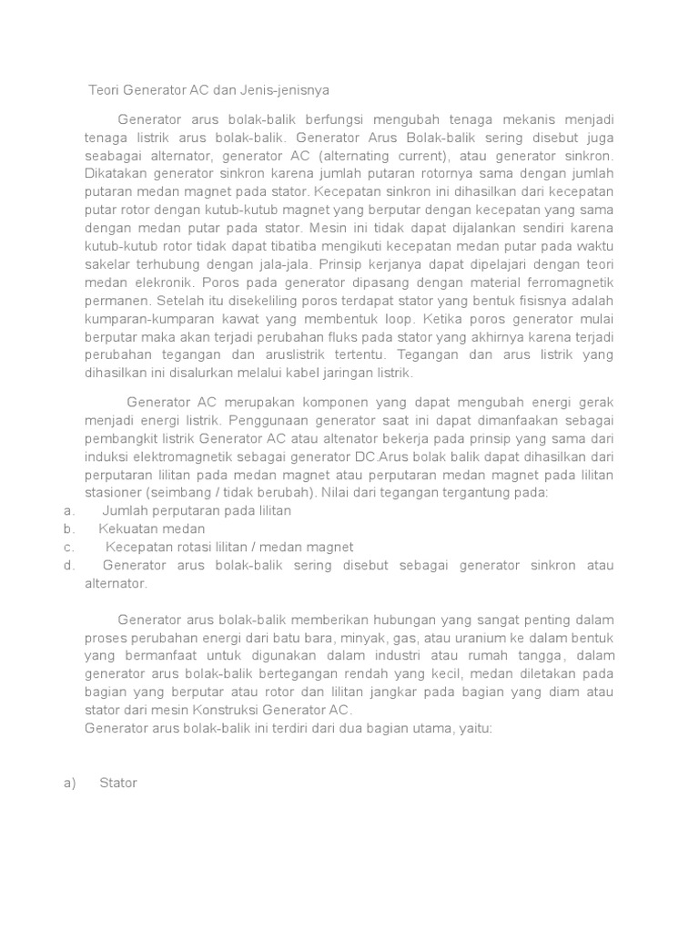 Teori Generator Ac | PDF