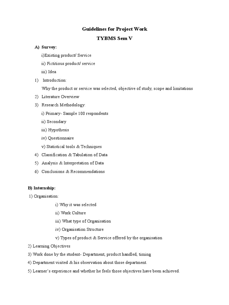 Guidelines For Project Work Tybms | PDF