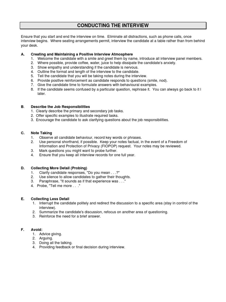 Conducting The Interview | PDF | Interview | Behavioural Sciences