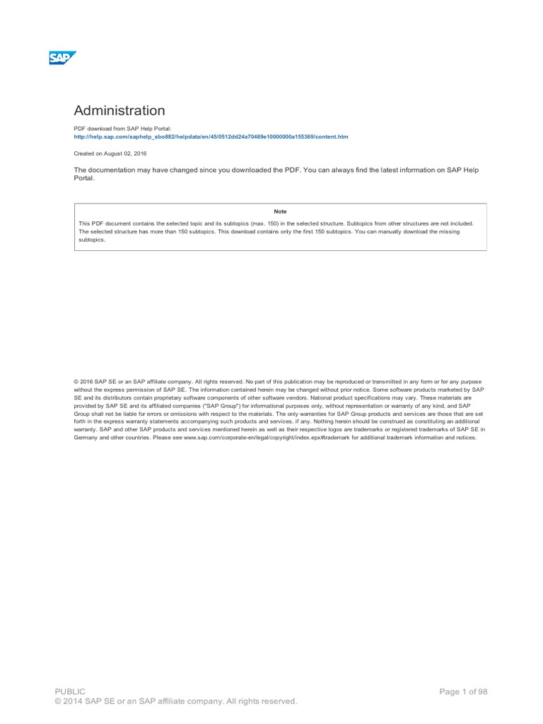 Administration SAP | PDF | Database Index | Exchange Rate