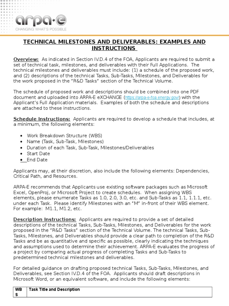 Technical Milestones & Deliverables - Examples & Information - 04-23-13 ...