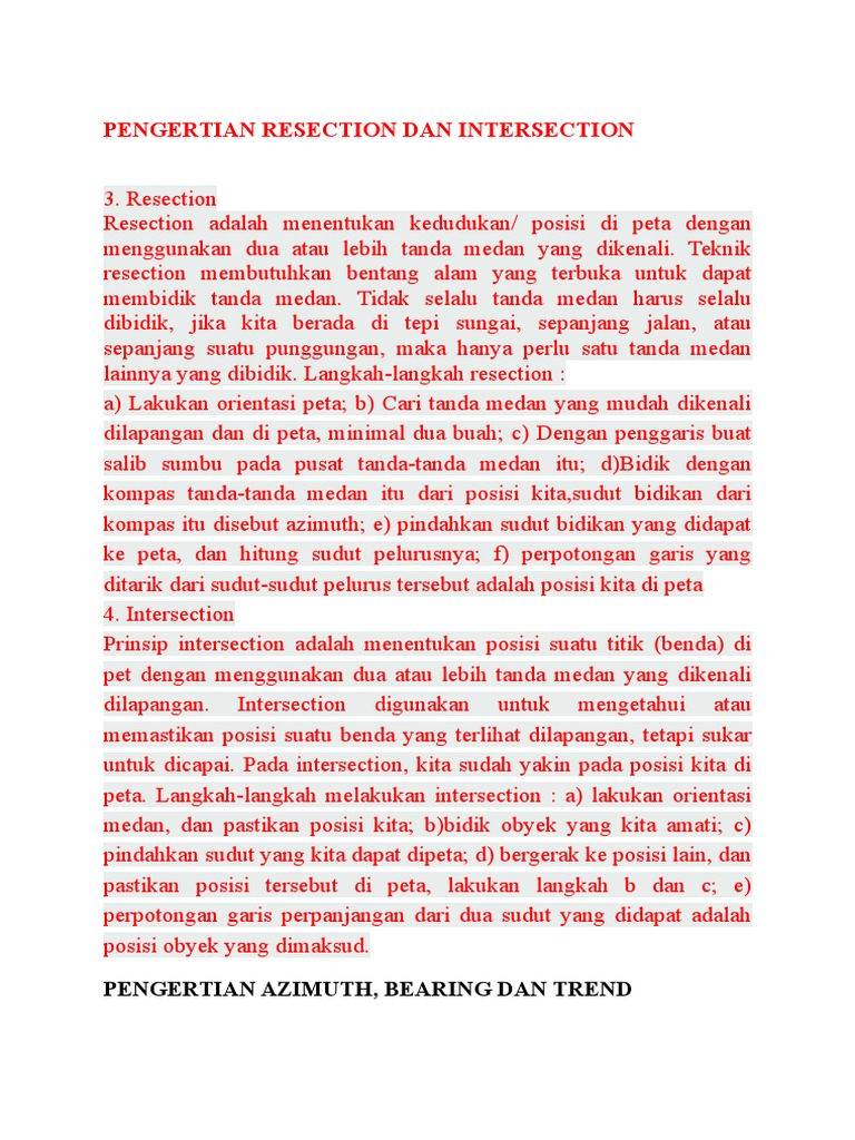 Pengertian Resection Dan Intersection | PDF