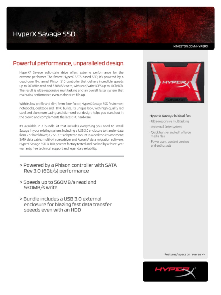 Hyperx Savage SSD: Powerful Performance, Unparalleled Design | PDF ...