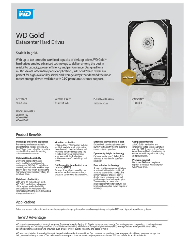 WD Gold | PDF | Hard Disk Drive | Reliability Engineering