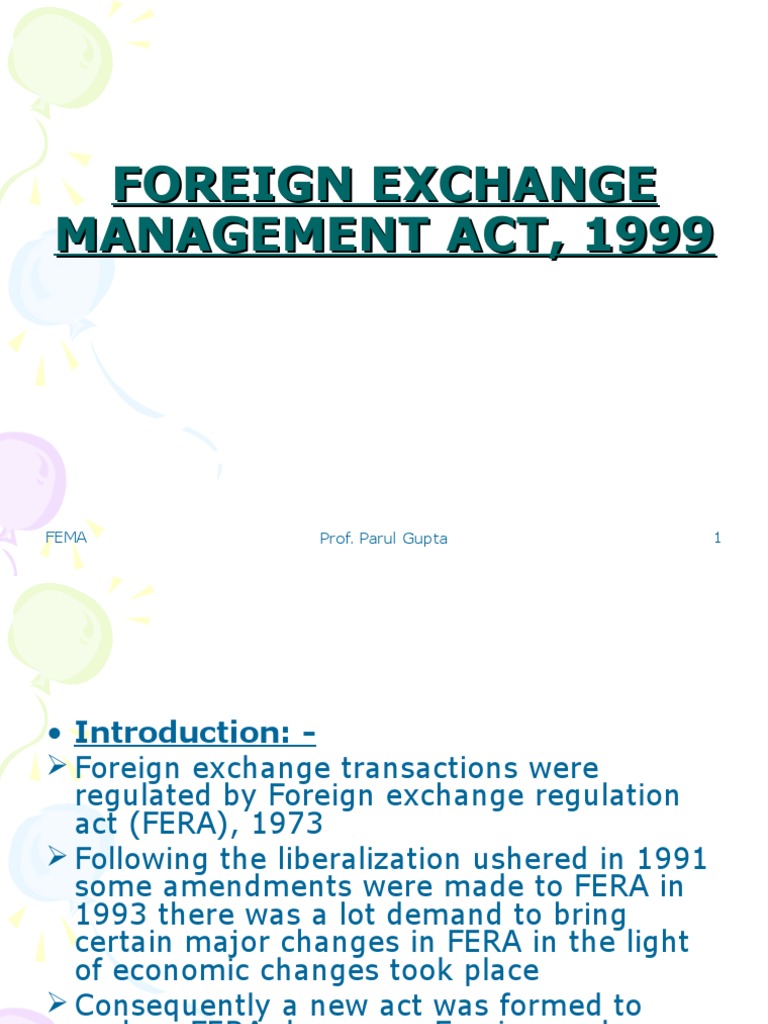 Foreign Exchange Management Act 1999 | PDF | Business Law | Economies