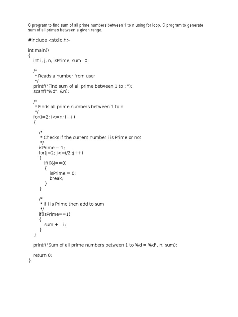 Program (Prime Numbers) | PDF