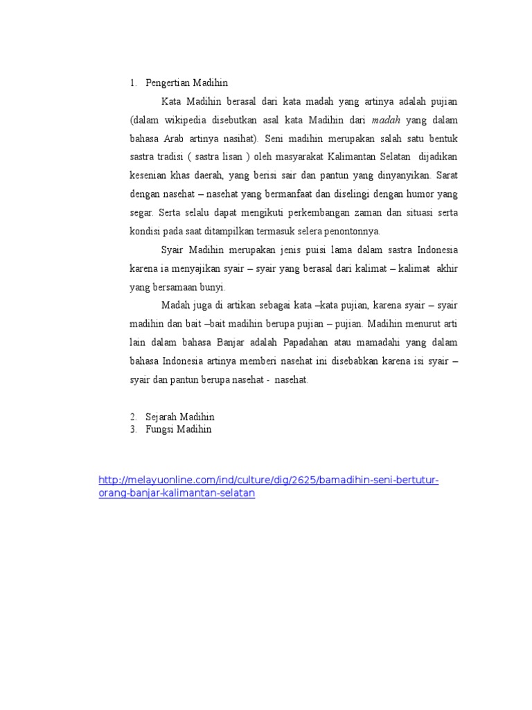 Pengertian Madihin | PDF | Klasik