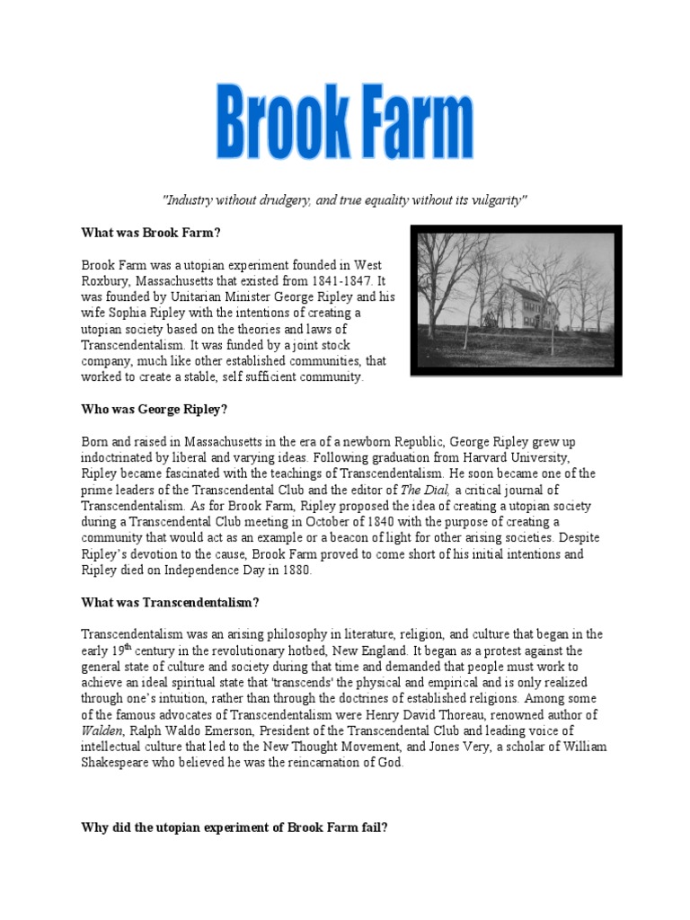 Brook Farm Handout | PDF | Transcendentalism | Philosophical Theories