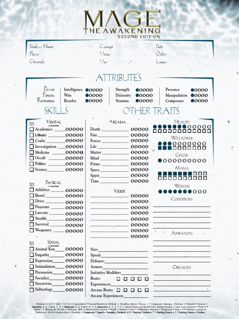 Mage The Awakening - Ficha | PDF