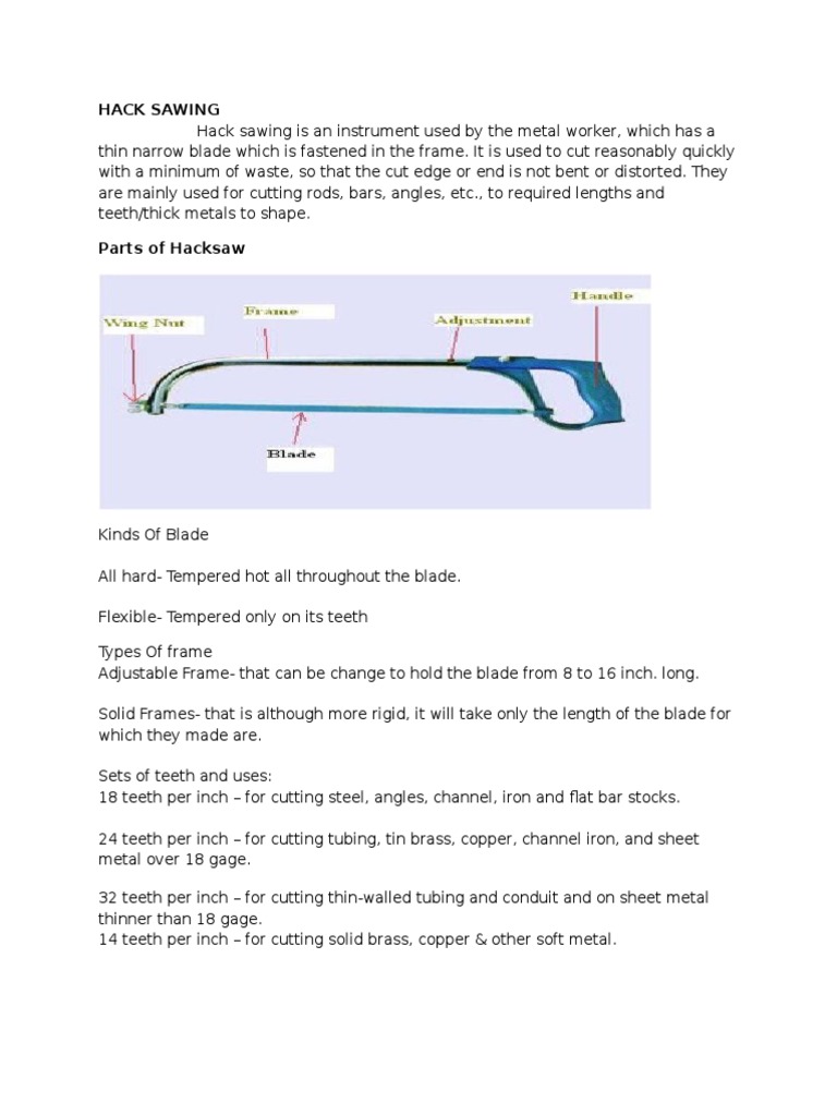 Hack Sawing | PDF | Drilling | Drill