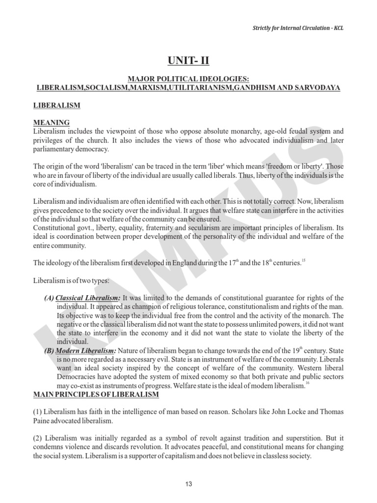 Major Political Ideologies Pdf Socialism Liberalism