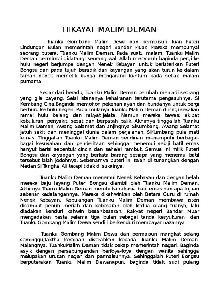 Hikayat Malim Deman | PDF