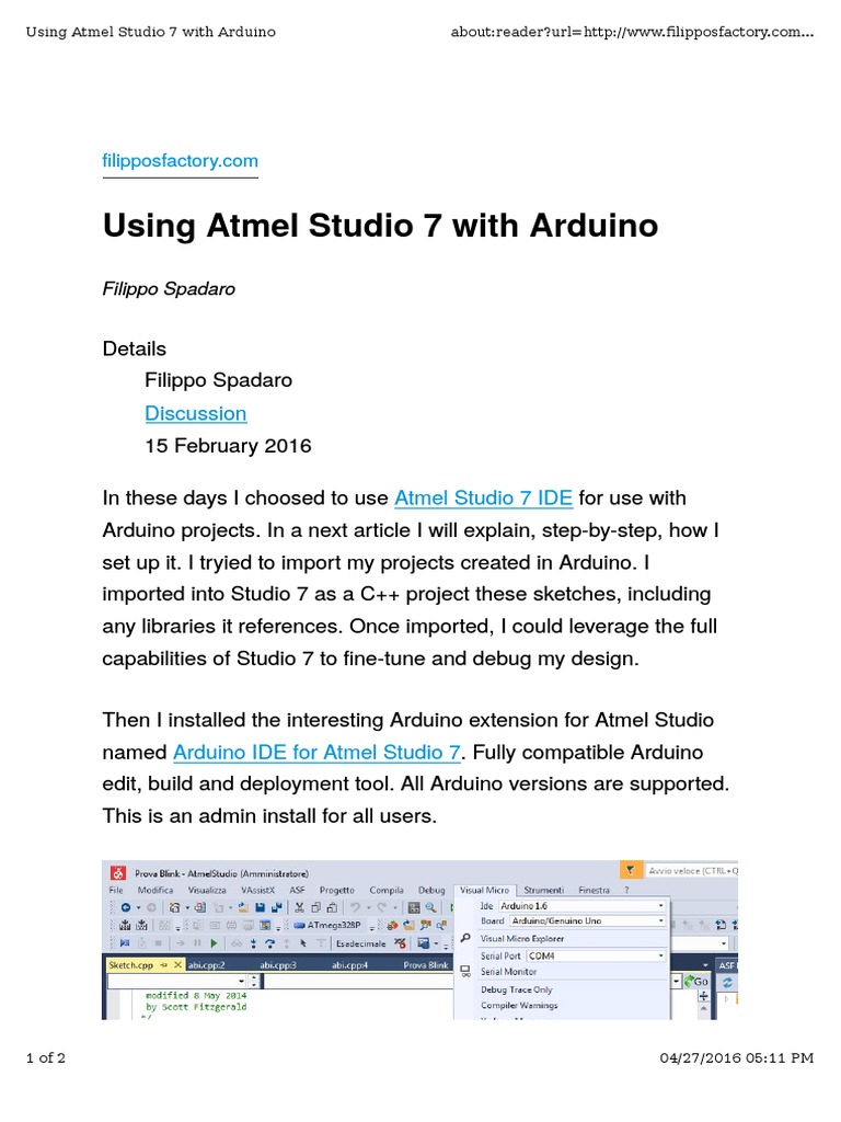 Using Atmel Studio 7 With Arduino: Discussion | PDF