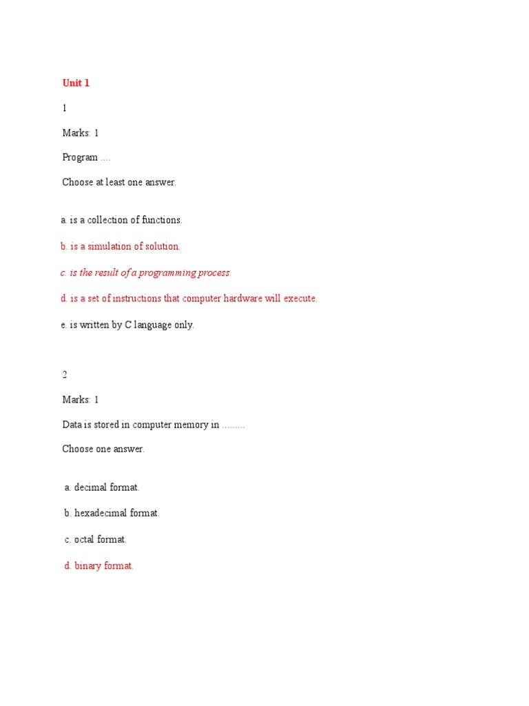 Quiz | PDF | C (Programming Language) | Subroutine