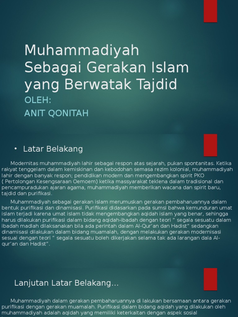 Muhamamadiyah Sebagai Gerakan Islam Yang Berwatak Tajdid | PDF