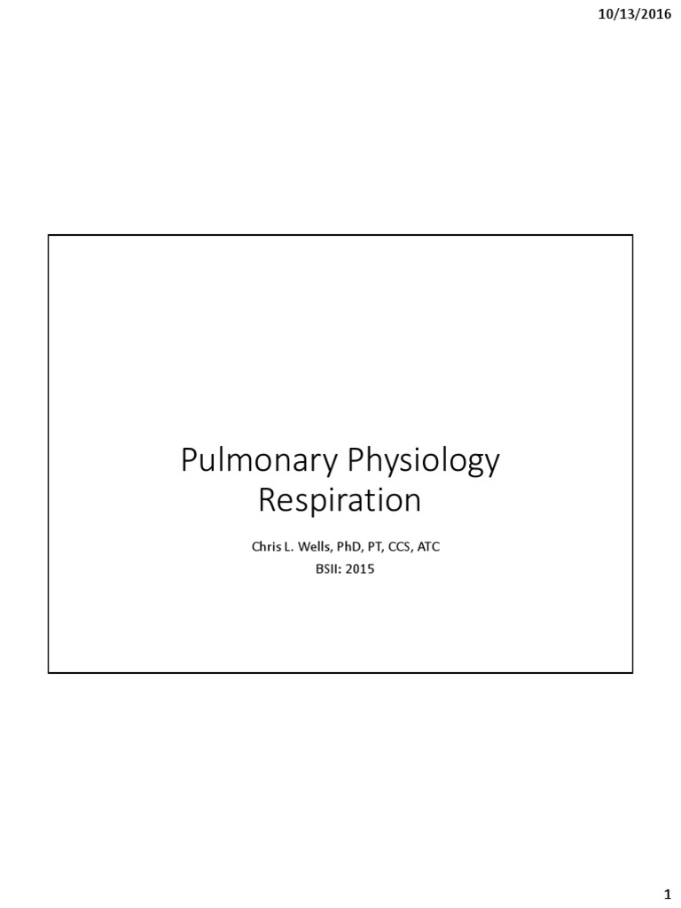 Pulmonary Physiology and Respiration Overview | PDF | Respiratory Tract ...