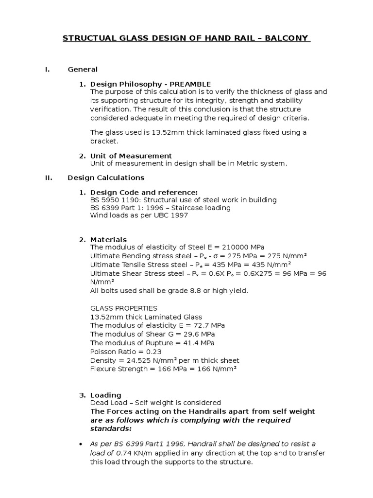 Structural Glass Design-UBC | PDF | Strength Of Materials | Bending