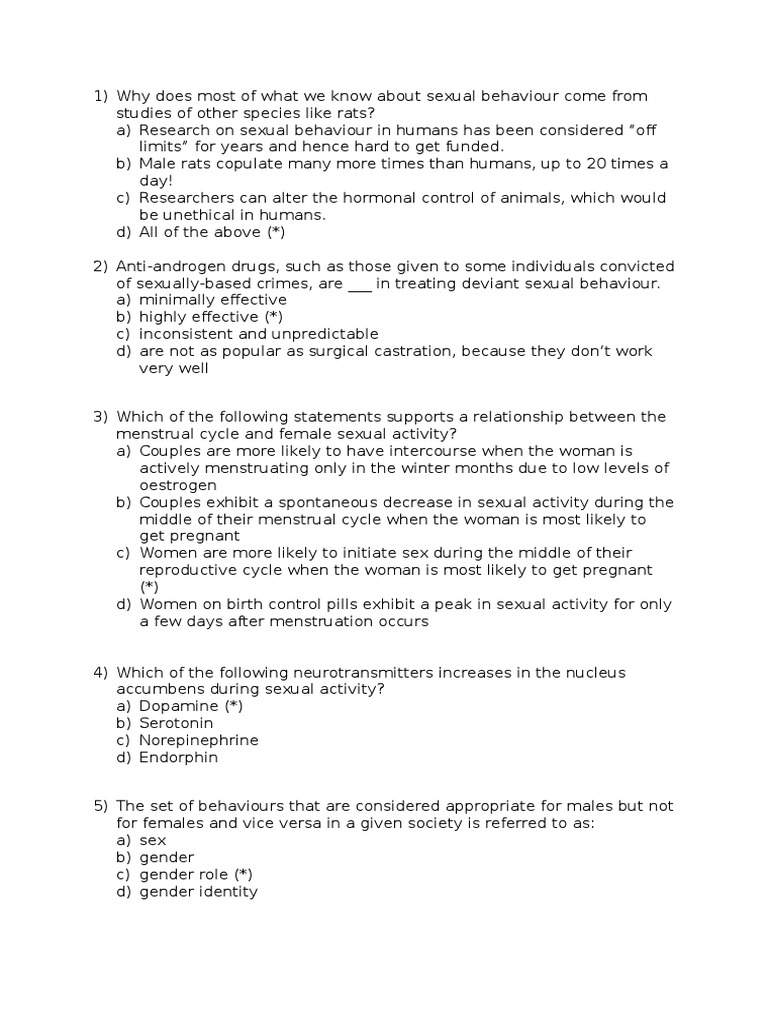 Biology of Sex and Gender Questions | PDF | Sexual Intercourse ...