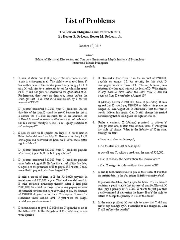 HW 1 List of Problems | PDF | Debt | Loans