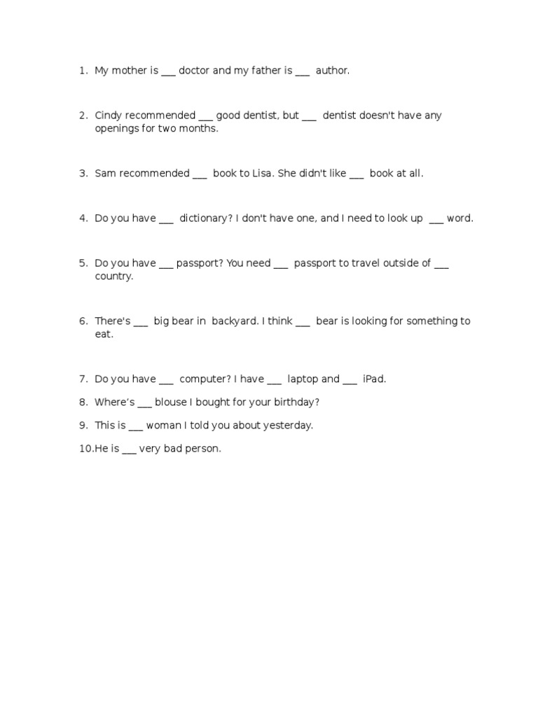 Articles Exercise Pdf