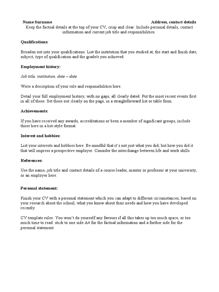 Teacher CV Template | PDF | Behavior Modification | Learning