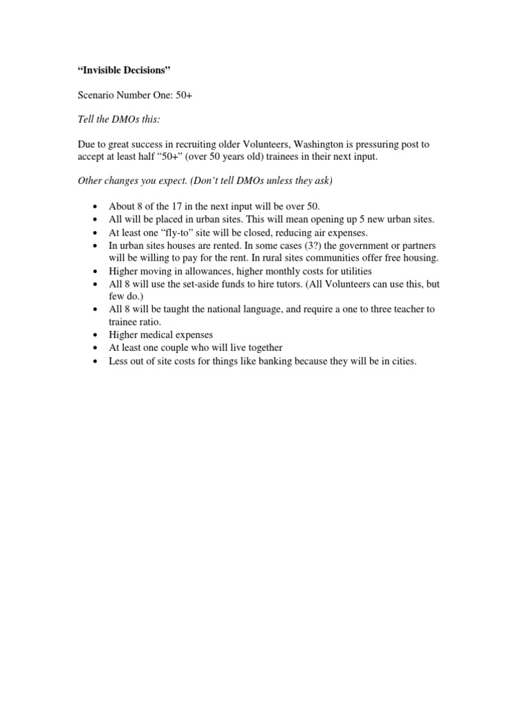 Peace Corps OST Invisible Decisions Guidance For DMOs 1 | PDF | Finance ...