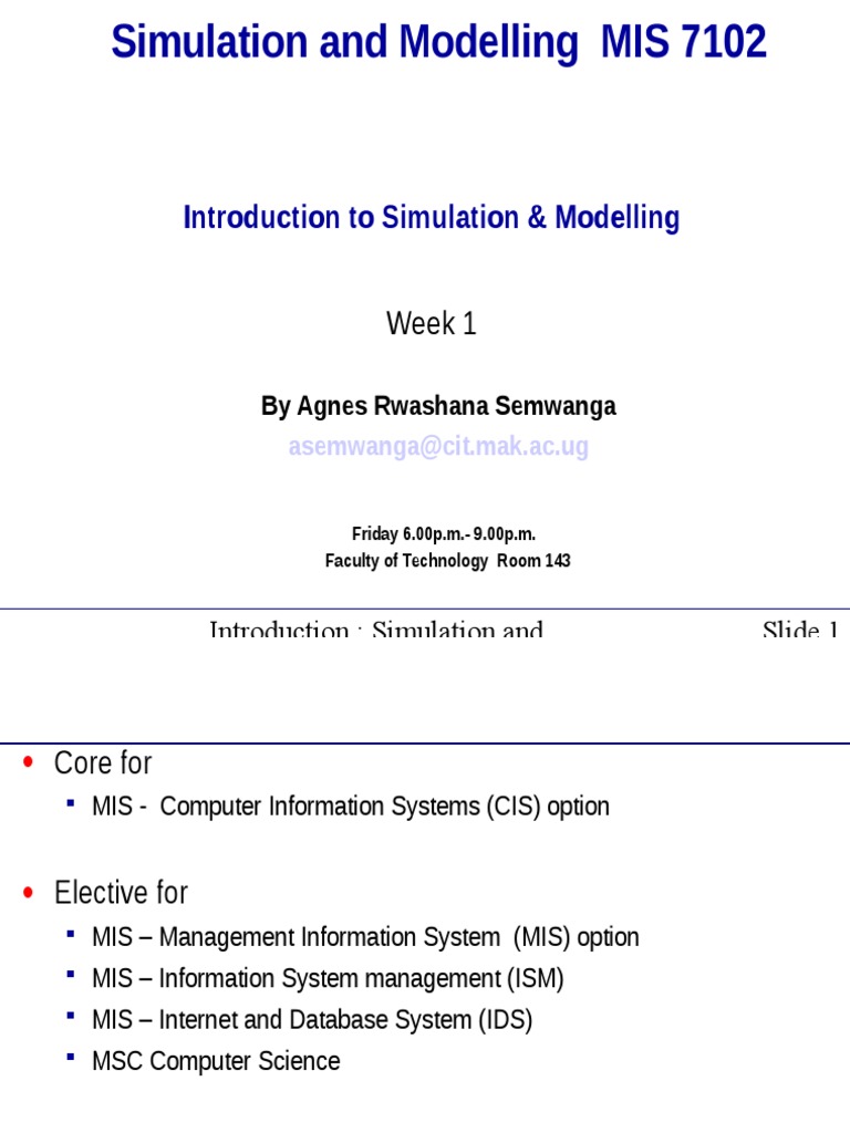 Introduction To Simulation & Modelling: Week 1 | PDF | Computer Simulation | Simulation