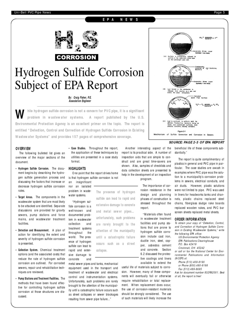 H2S-EPA Report Summary | Sulfide | Sanitary Sewer