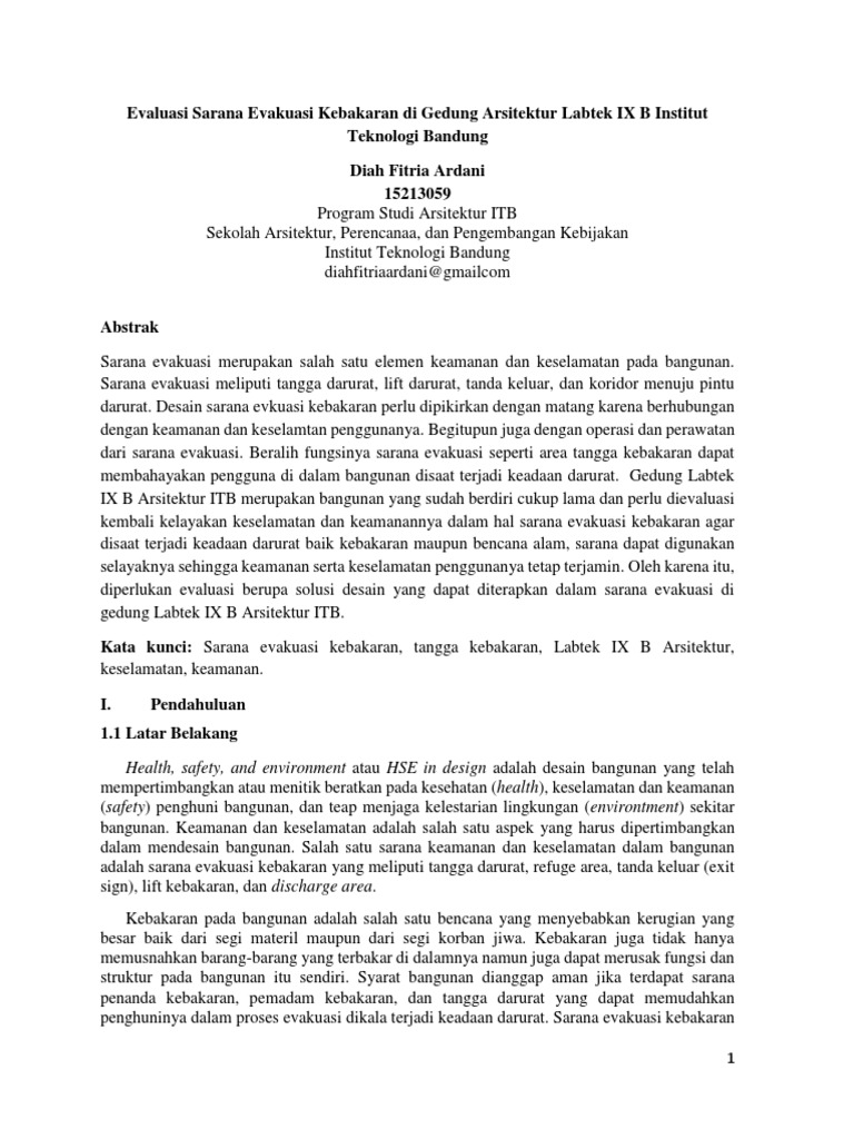 Evaluasi Evakuasi Kebakaran Labtek IX B ITB | PDF