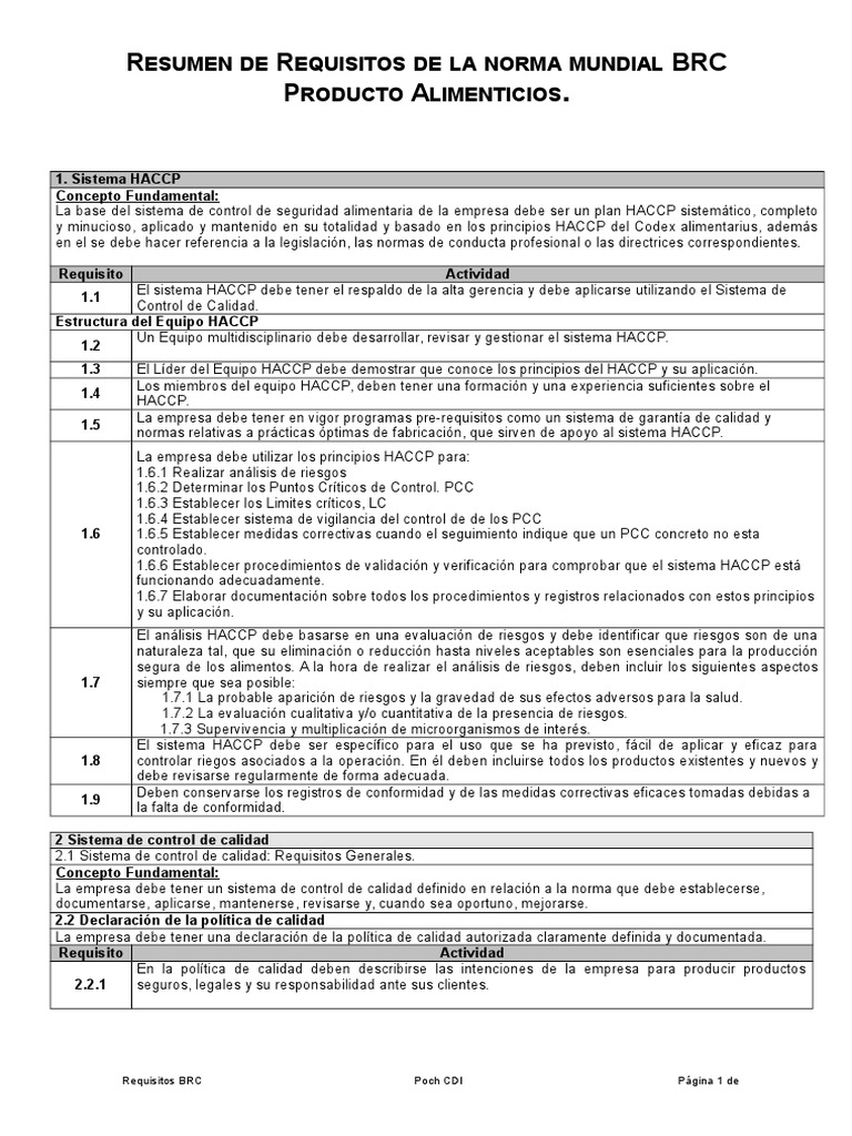 Resumen Norma BRC 2005 | PDF | Análisis de Riesgo y Puntos Críticos de ...