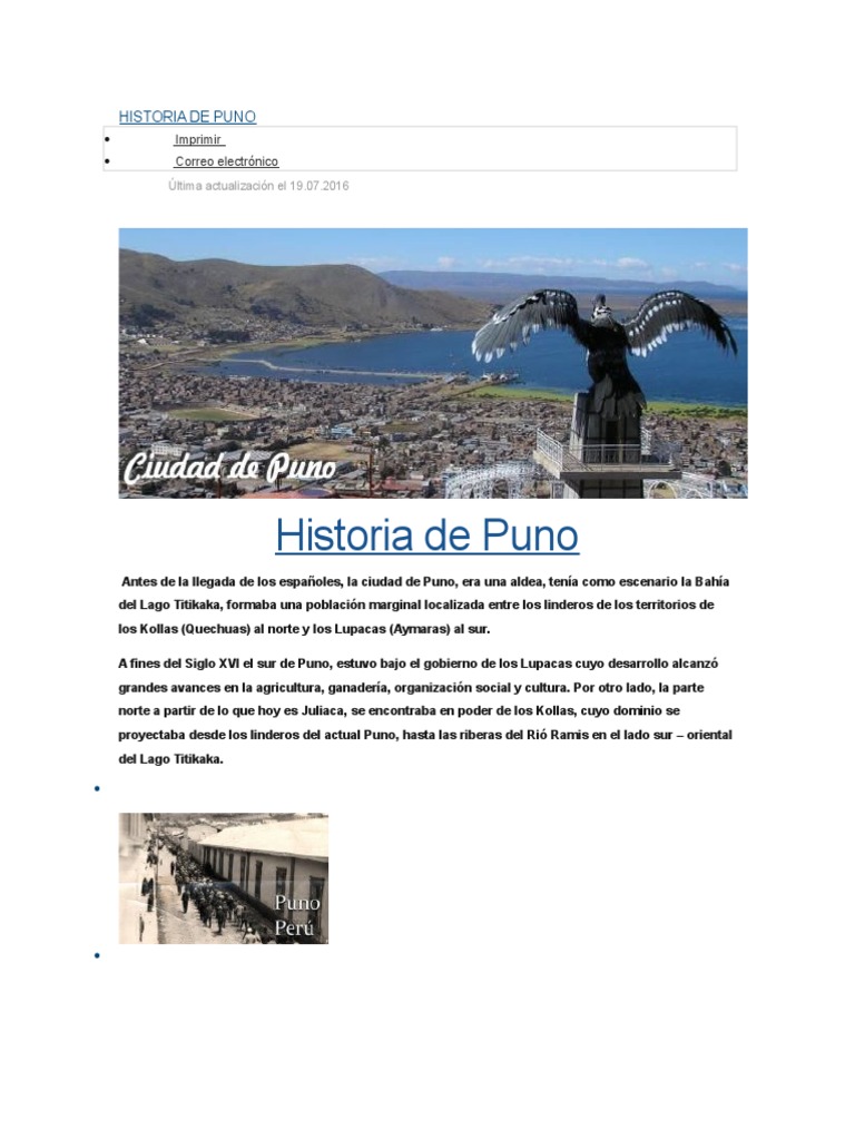 Historia de Puno | PDF | Viajes y turismo