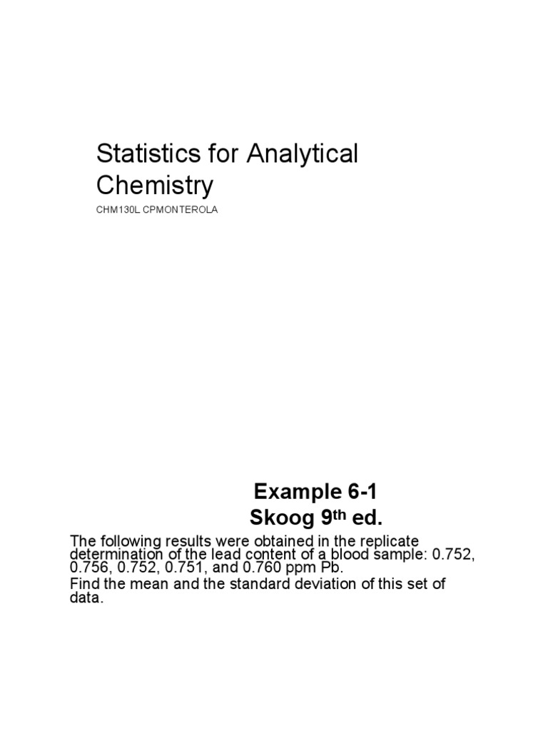 Statistics For Analytical Chemistry Pdfx Pdf Coefficient Of