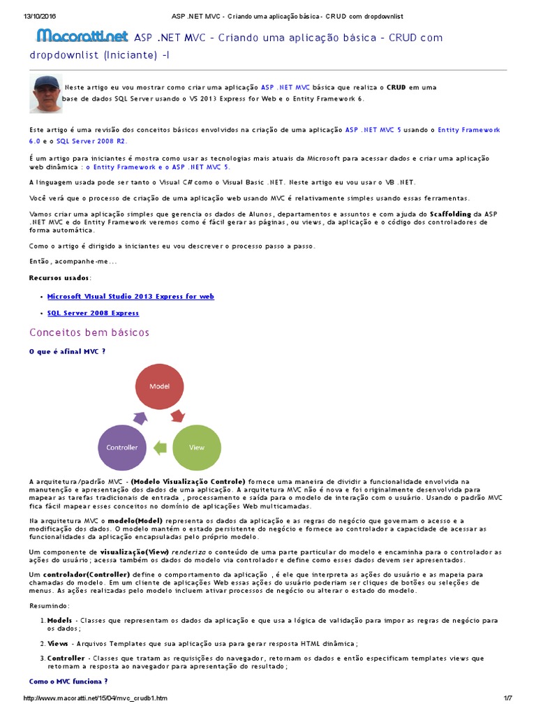 Asp Pdf Model View Controller Mvc C Sharp Linguagem De Programação 