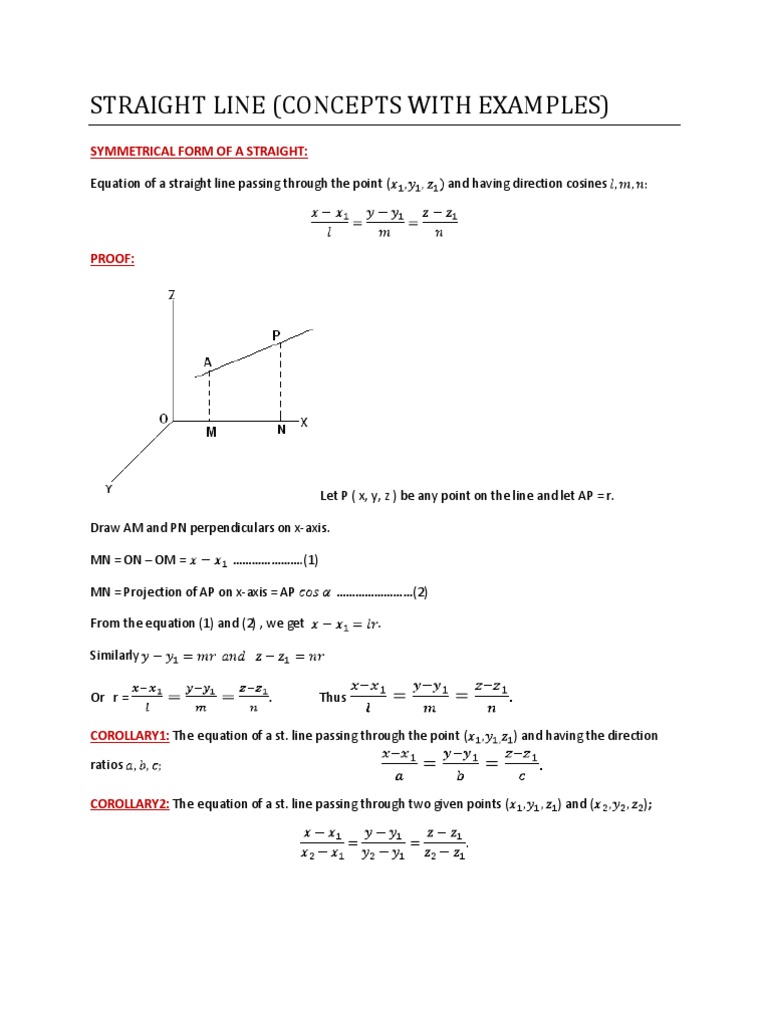 Straight Line(Concepts With Examples) | Line (Geometry) | Plane (Geometry)