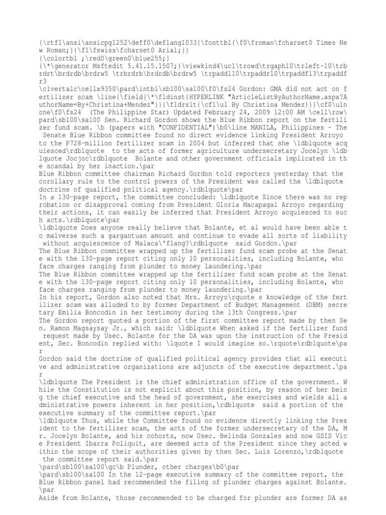 Fertilizer Scam | PDF | Government | Philippines