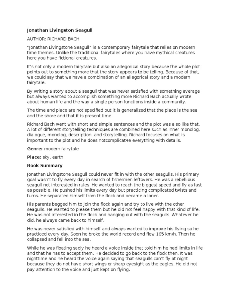 Jonathan Livingston Seagull: A Modern Fable | PDF | Storytelling ...