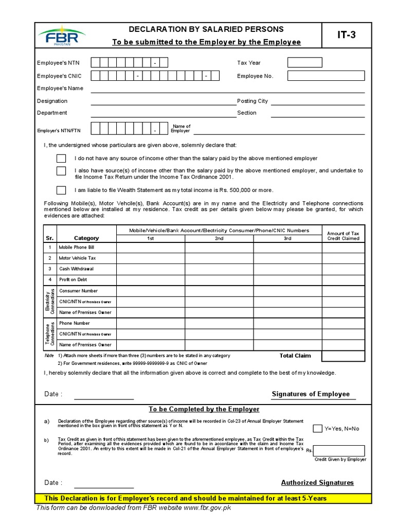 Income Tax Declaration for Employees | PDF | Employment | Taxes