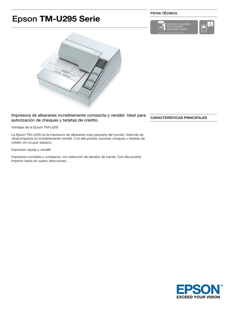 Epson-TM-U295-Serie-Ficha Técnica | PDF | Trabajo de oficina | Impresora (Computación)