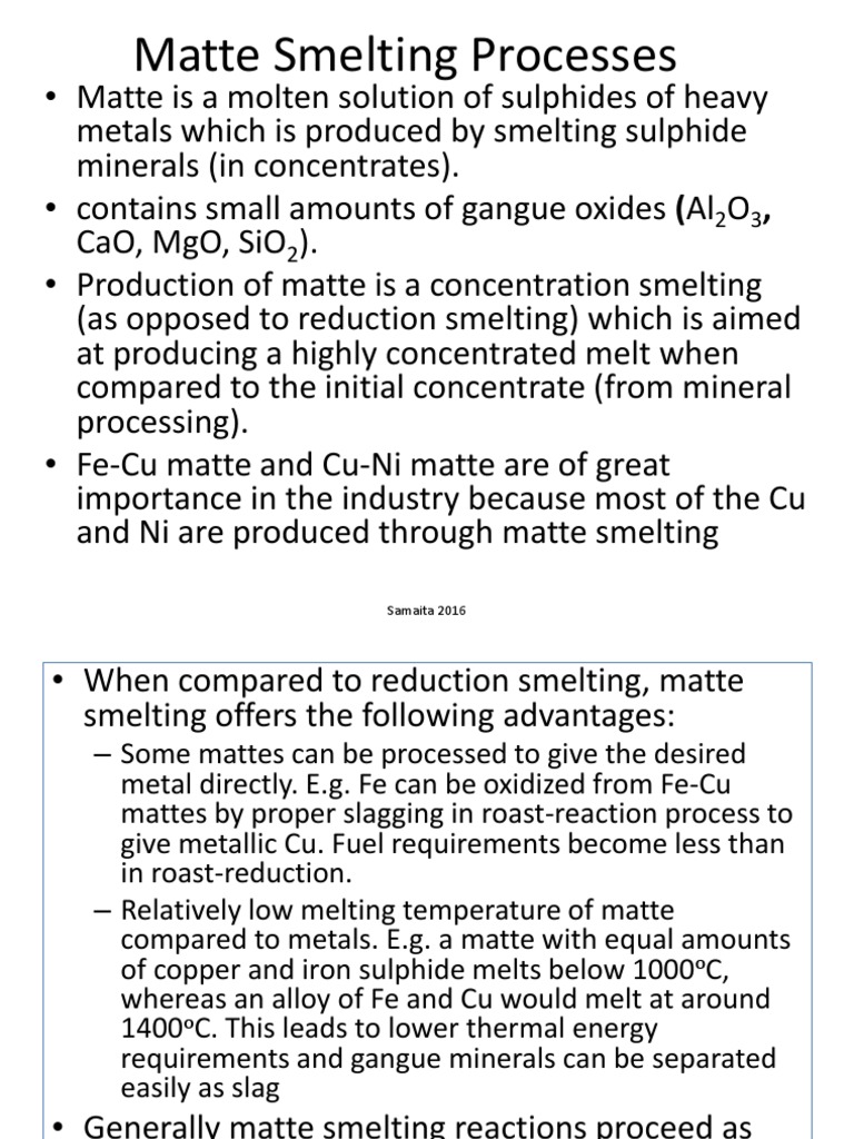 Matte Smelting Processes | PDF | Smelting | Iron