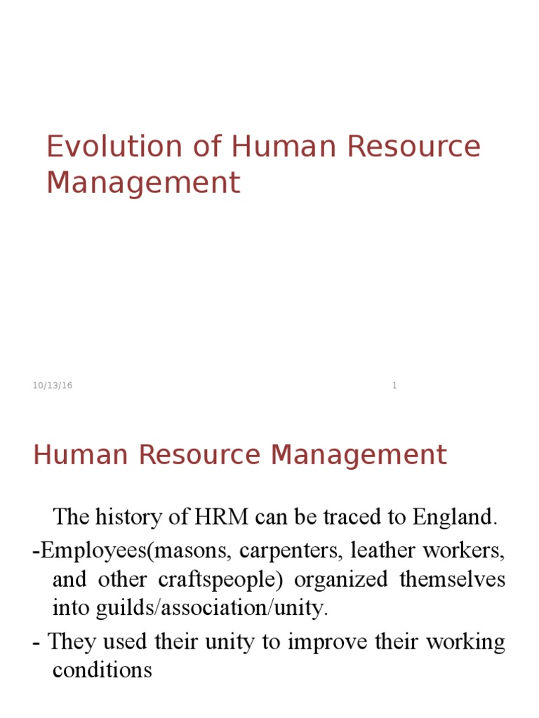 Evolution of Human Resource Management | PDF | Employment | Human ...