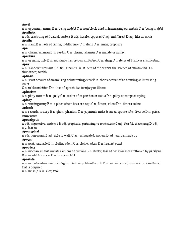 MCQ Vocabulary | PDF
